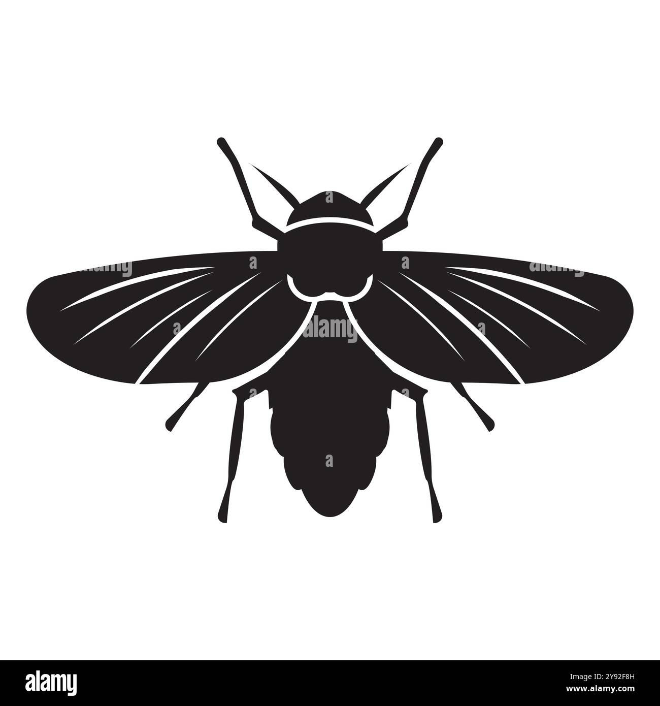A striking black silhouette of an insect featuring wide wings, ideal ...