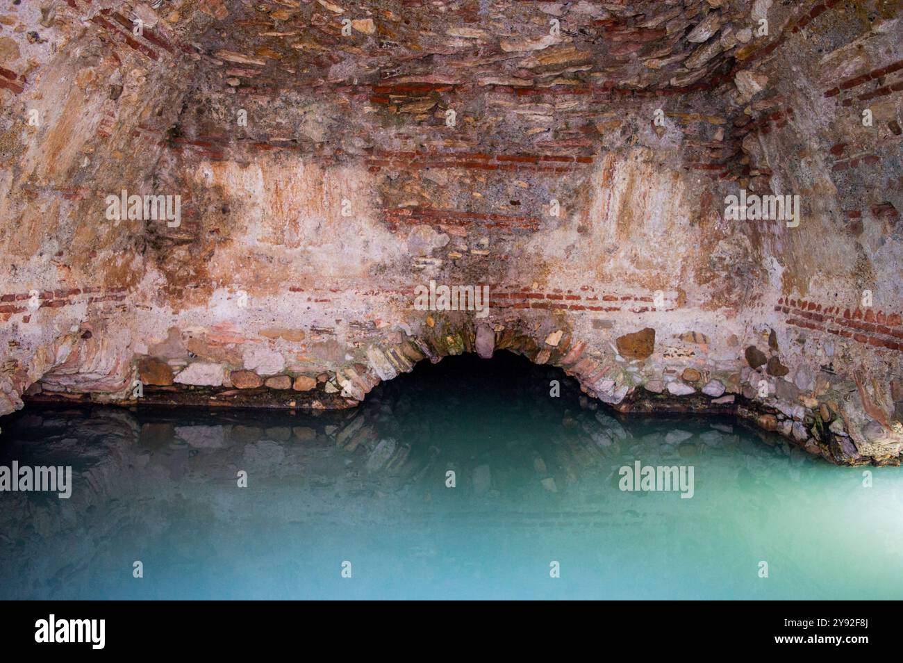 interior view of the swimming pool cave with the thermal and sulphurous ...
