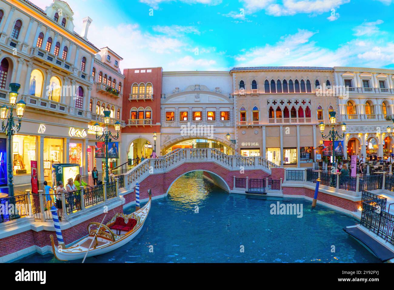 Las Vegas, Nevada - April 13, 2024: Captivating view of the canal at The Venetian, featuring ...