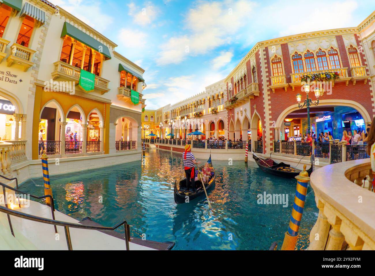 Las Vegas, Nevada - April 13, 2024: Delightful gondola ride through the canals of The Venetian ...