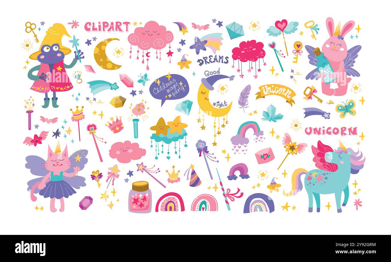 Chidrens magic animals set. Big collection with fairytale characters ...