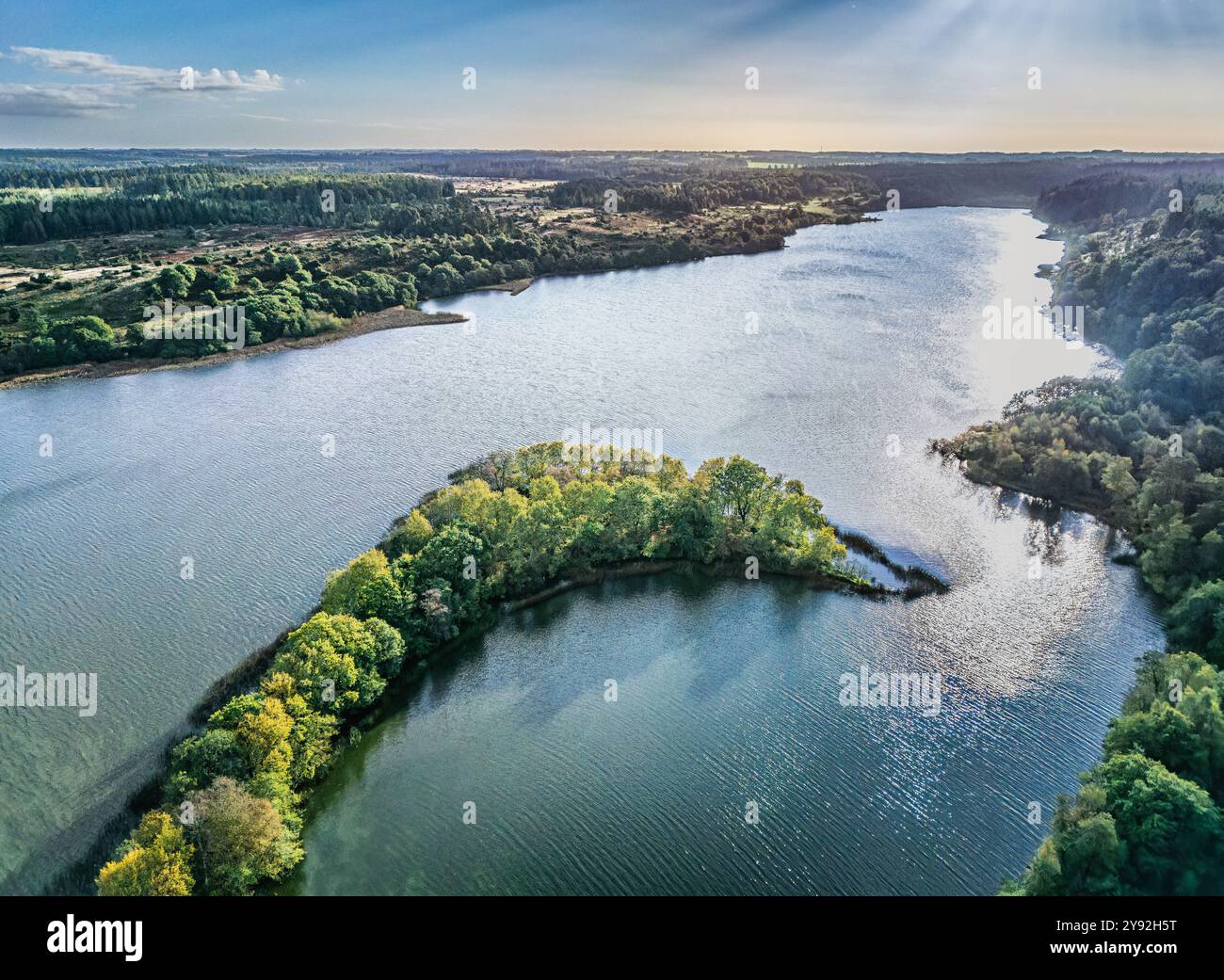 Small Danish lake Rorbaek with green sourroundings, Denmark Stock Photo ...