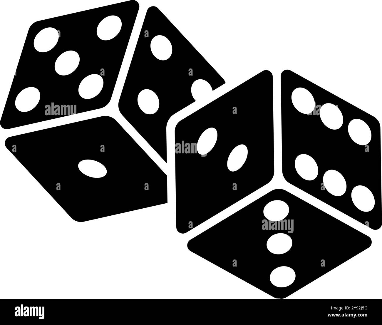 Silhouette of a Pair of black dice falling showing random numbers ...