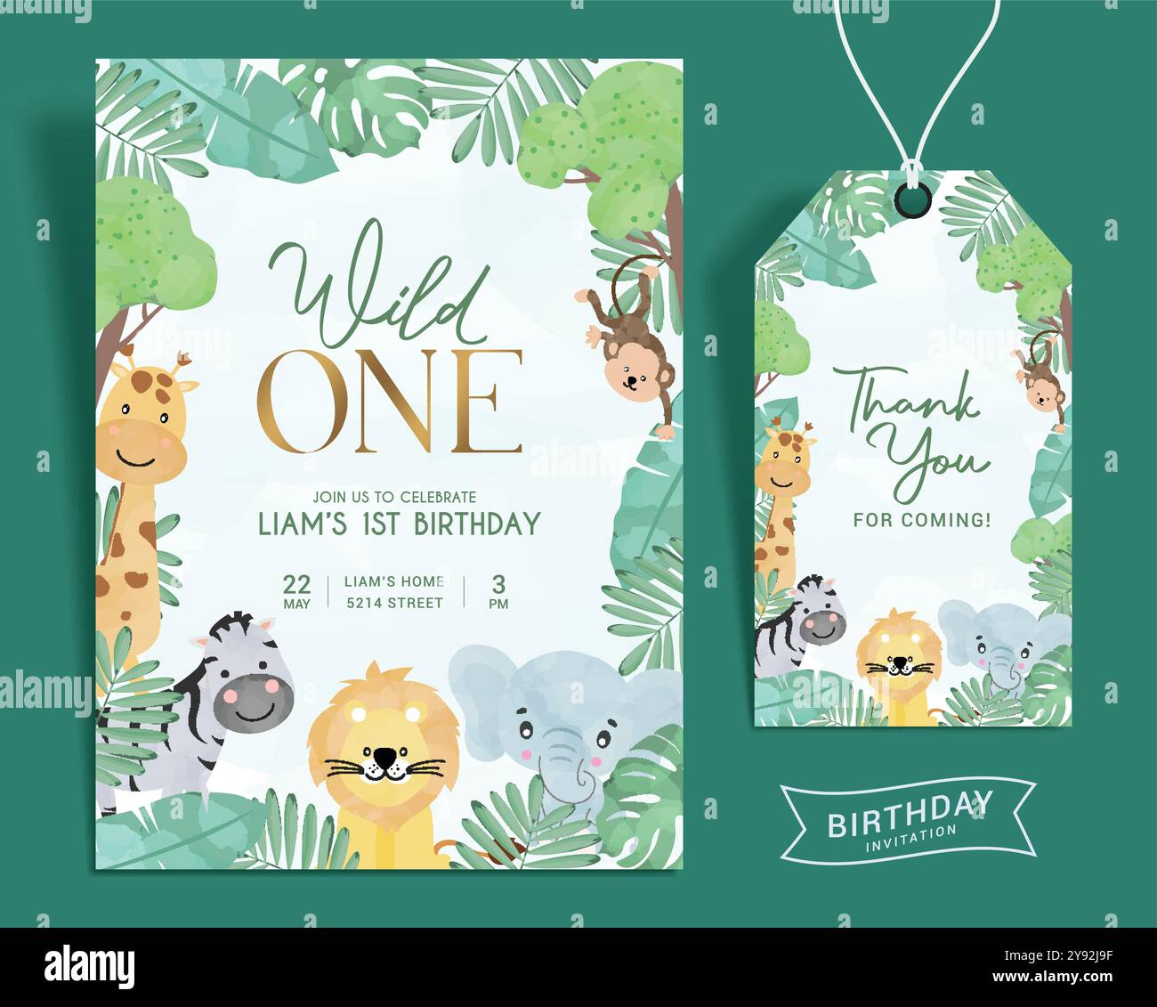 Birthday boy invitation card vector template. Birthday gift tags and ...