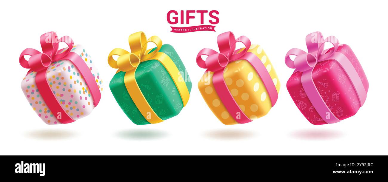 Birthday gifts vector set design. Gifts birthday elements collection in ...