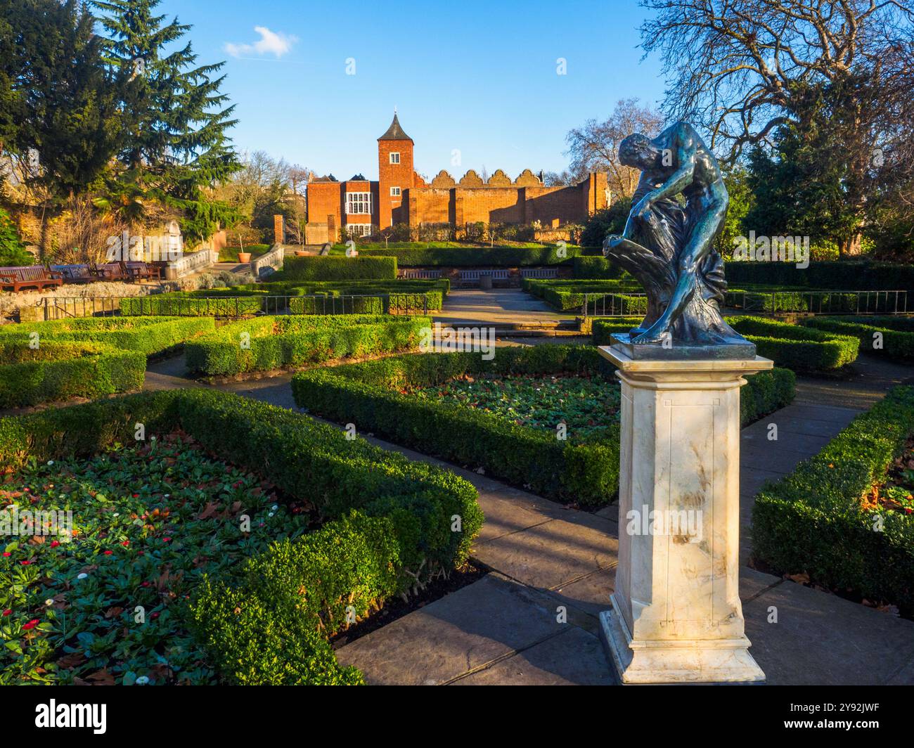 Bronze statue of Milo of Croton - Holland House south front in Holland ...