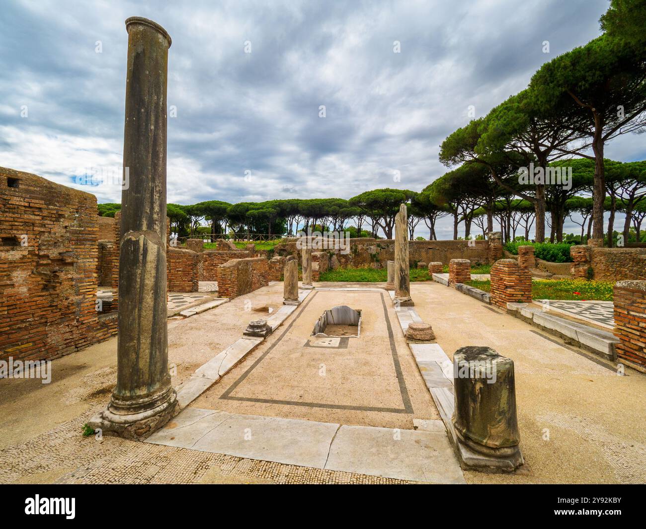 Atrium wit an impluvium with fountain in the centre, surrounded by ...