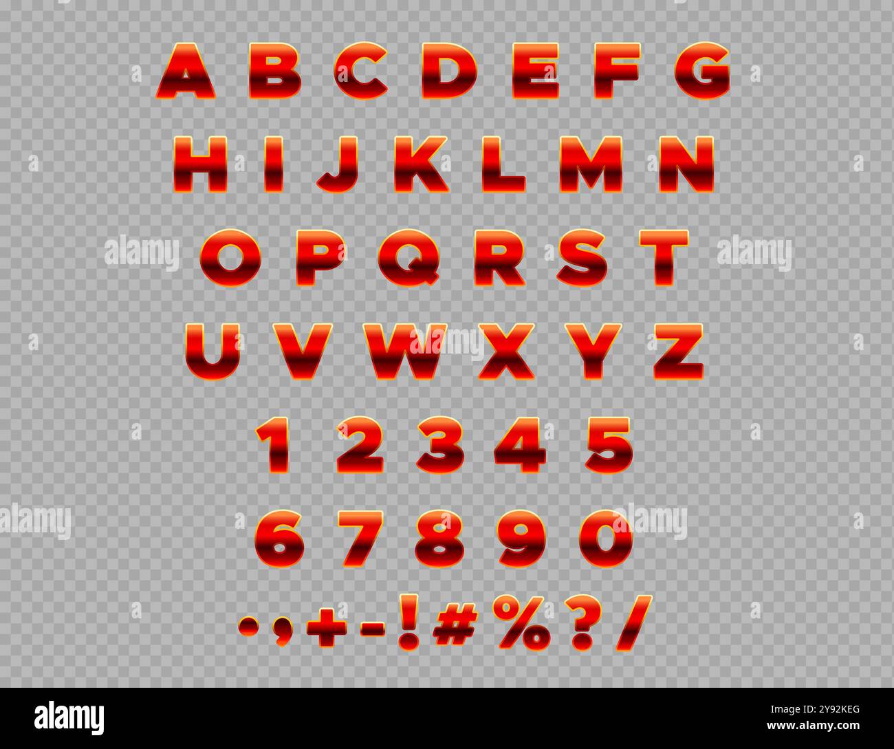Abstract red alphabet isolated on transparent background. Glossy vector ...