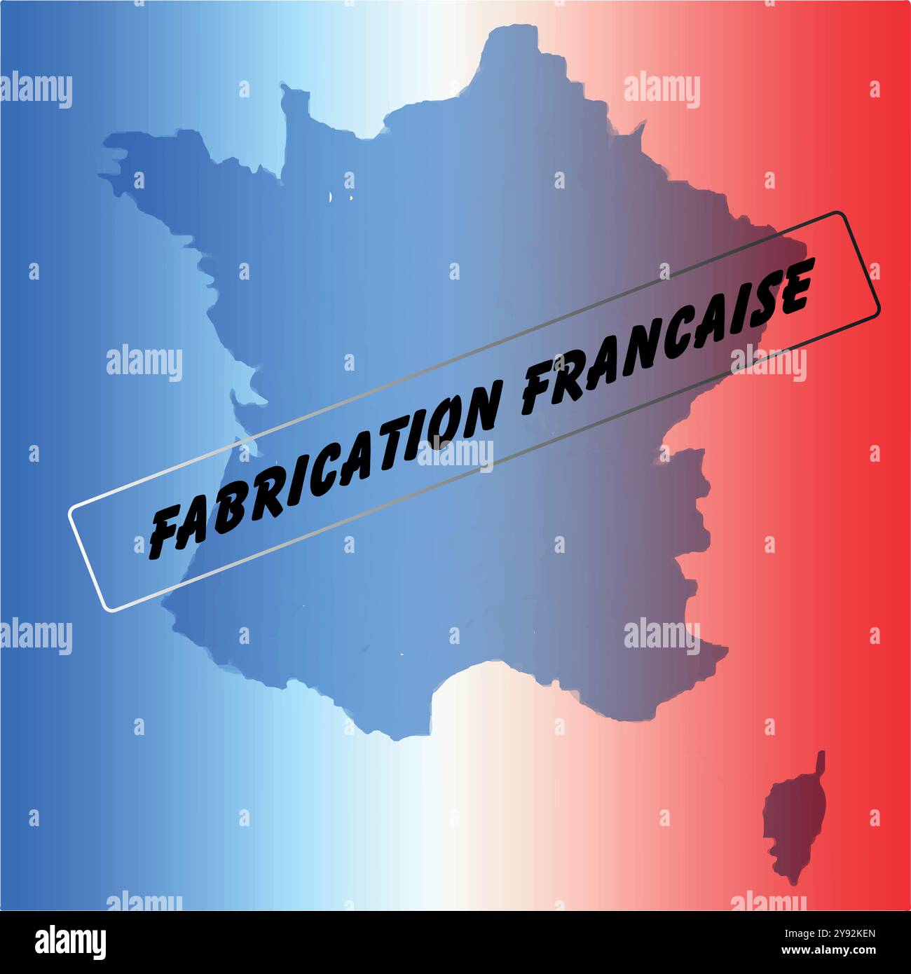 French text: French manufacture on a map of France and blue, white, red ...