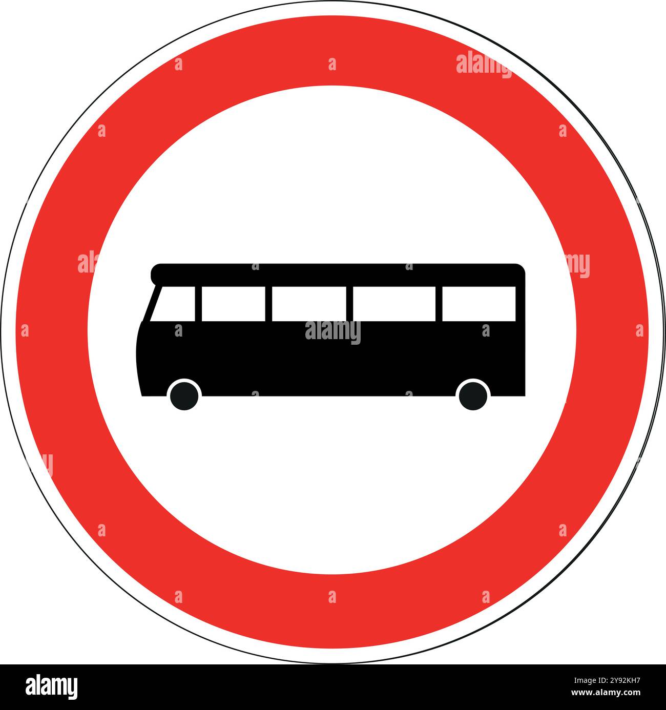 French round road sign with white background and red border, access ...