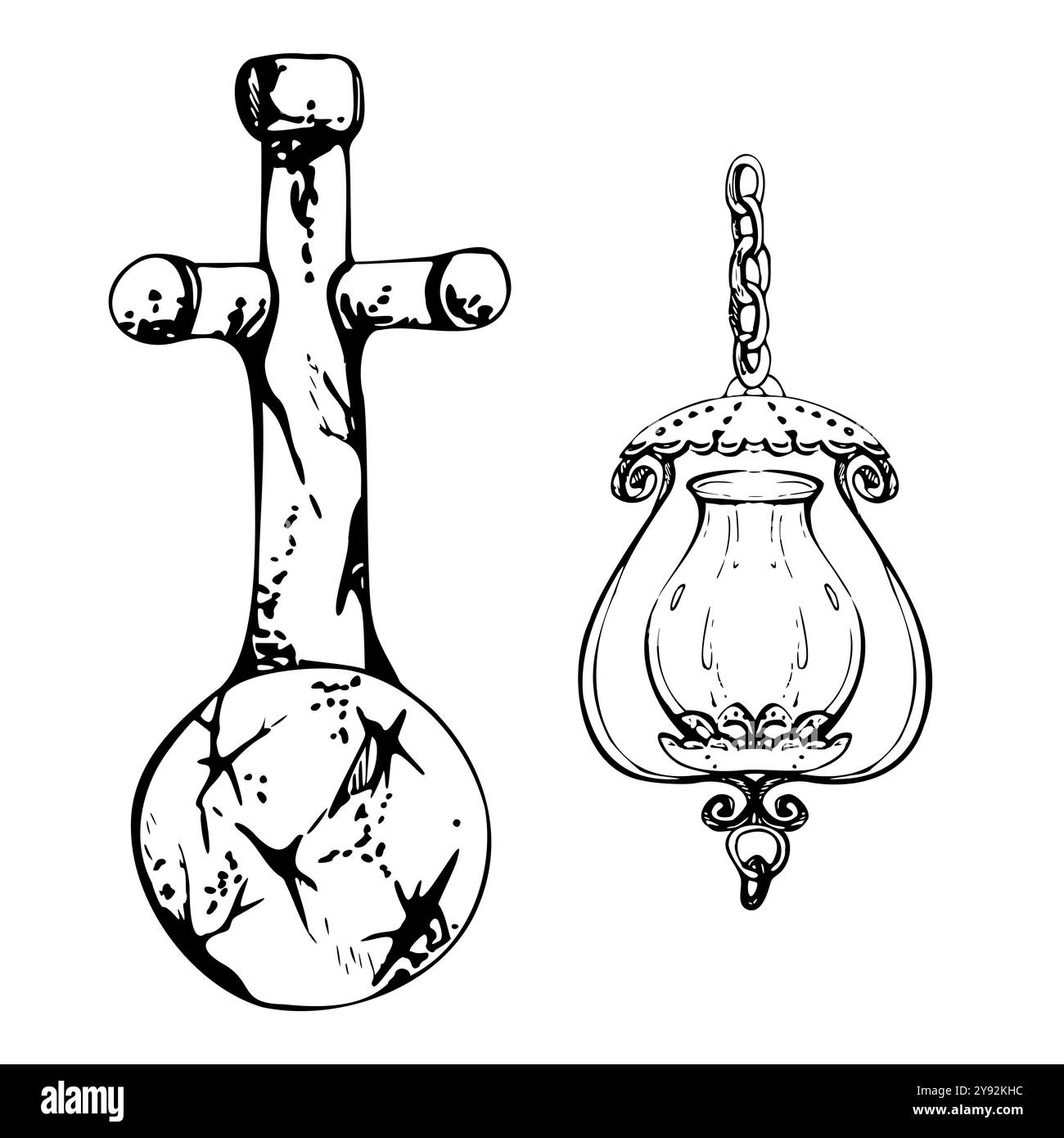 Ancient vintage lantern, iron cast ornate street light gas lamp with ...