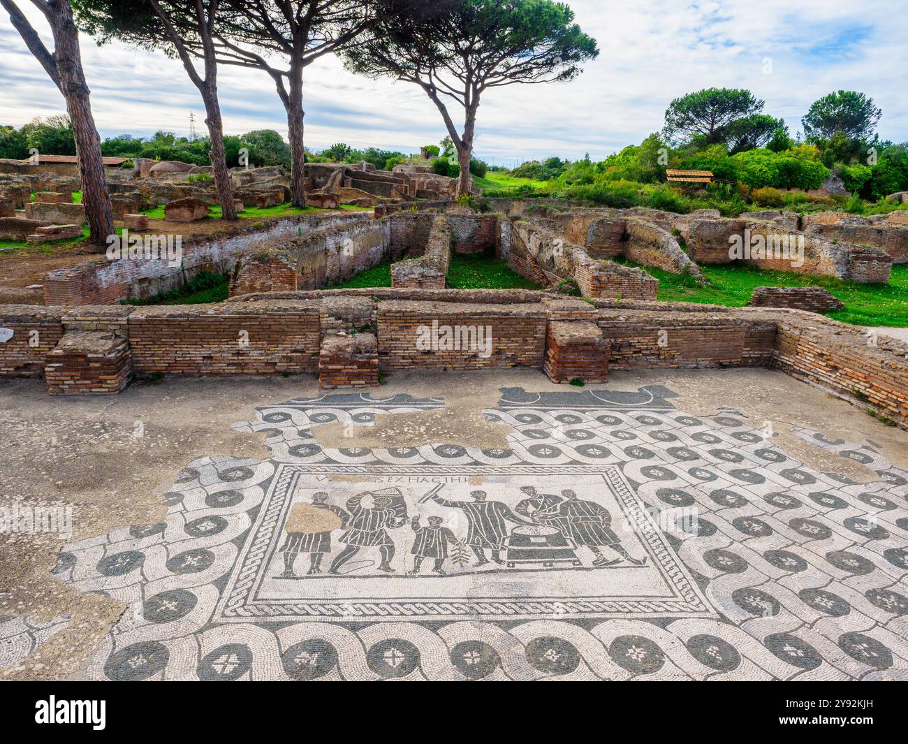 Mosaic in the Hall of the Grain Measurers (120 AD) - Archeological Park ...