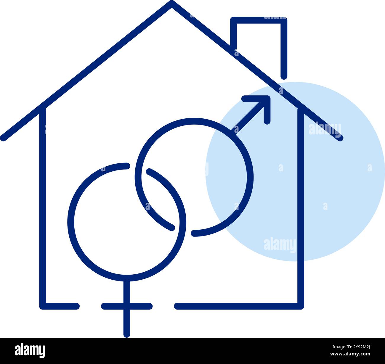 Male and female symbols in a house. Family property. Pixel perfect ...