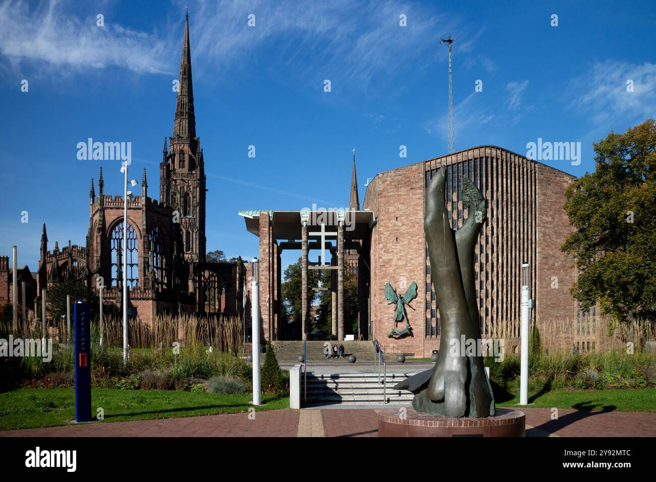 Phoenix Tree sculpture and Coventry Cathedral, Coventry, West Midlands ...
