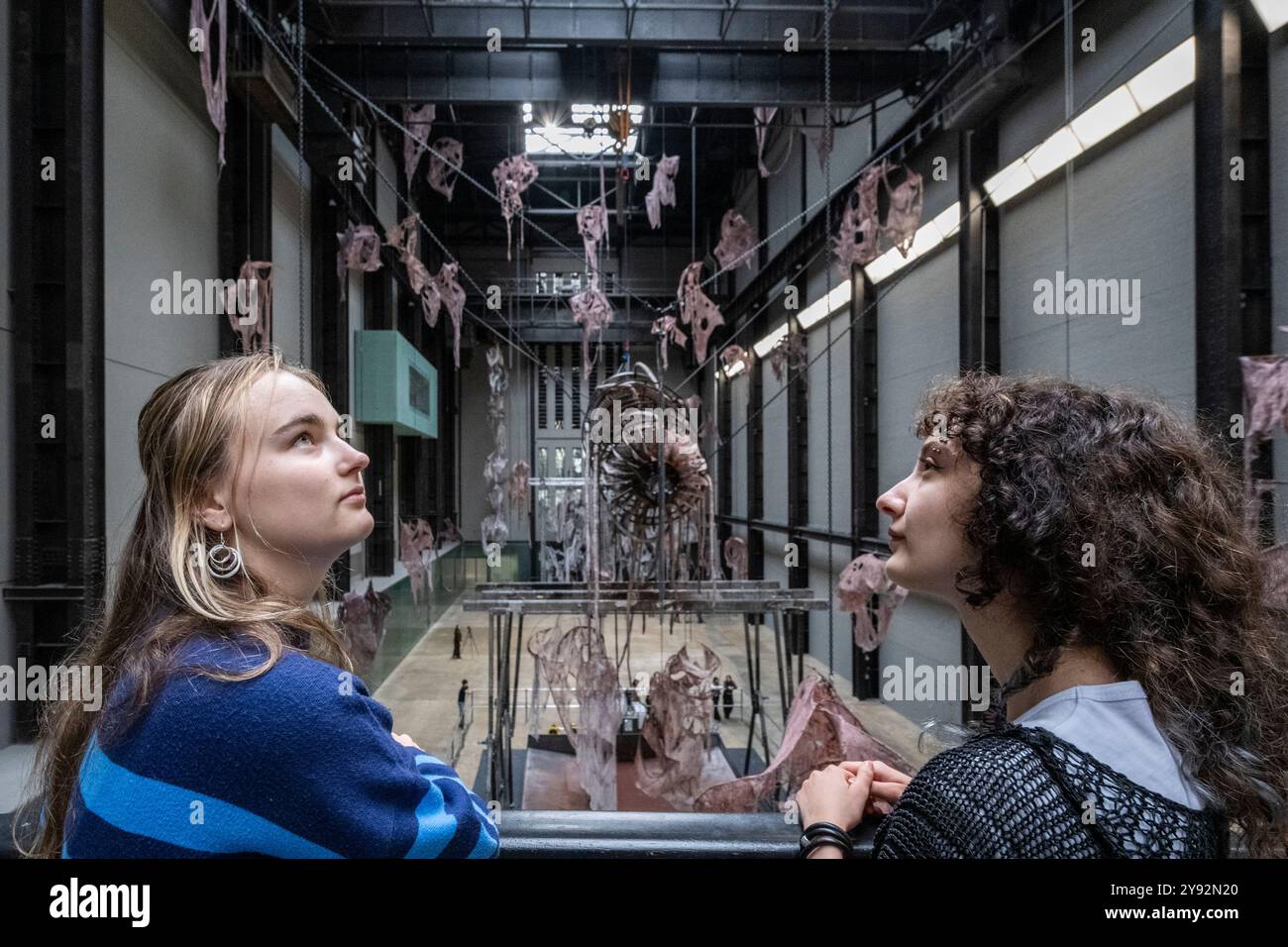 London, UK. 8 October 2024. Staff at the unveiling of ‘Open Wound’ by ...