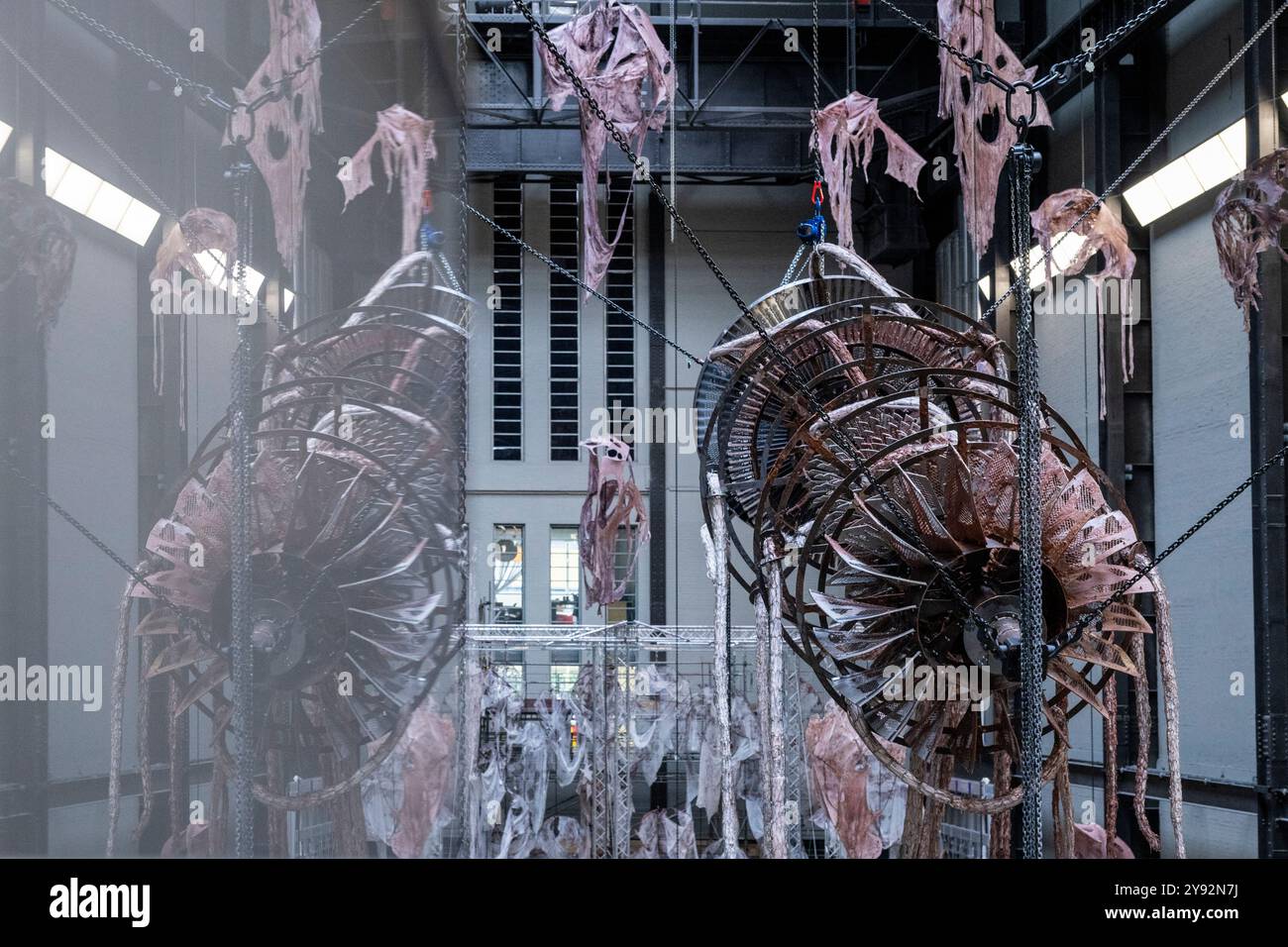 London, UK. 8 October 2024. Staff at the unveiling of ‘Open Wound’ by ...
