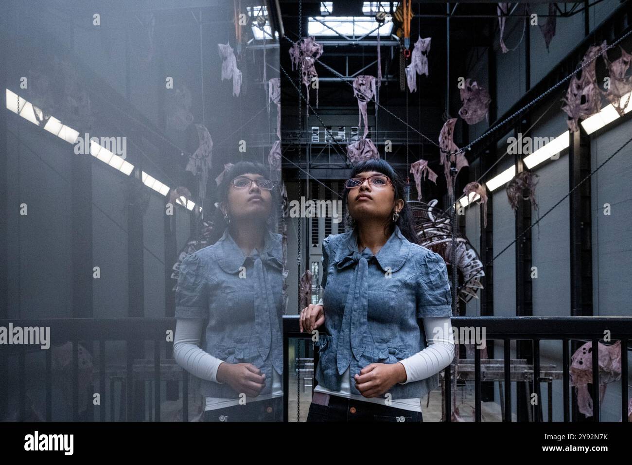 London, UK. 8 October 2024. Staff at the unveiling of ‘Open Wound’ by ...