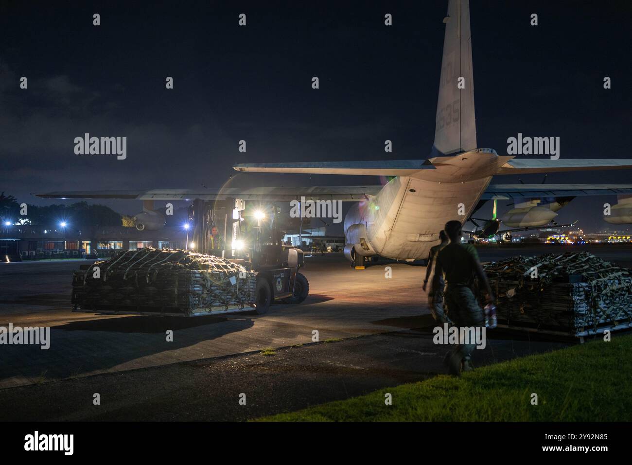 U.S. Marines with 3d Landing Support Battalion, 3d Marine Logisitics Group and Philippine Air ...