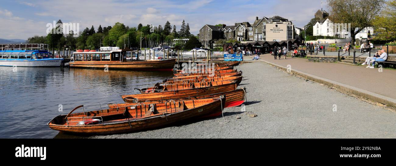 The wooden rowing boats on Lake Windermere, Bowness on Windermere town ...