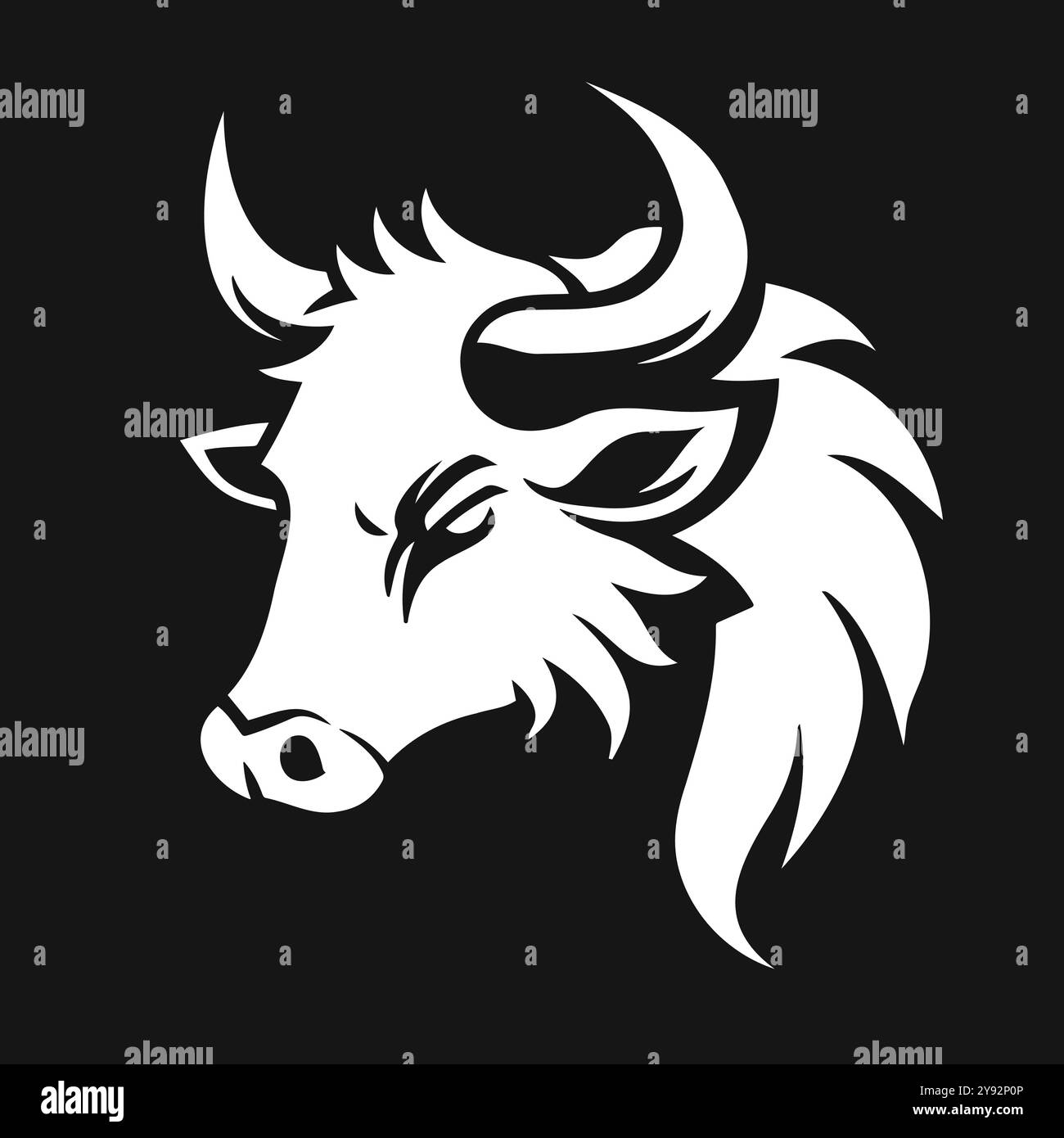 Bold Bull Head Silhouette with Strong Horns Stock Vector Image & Art ...
