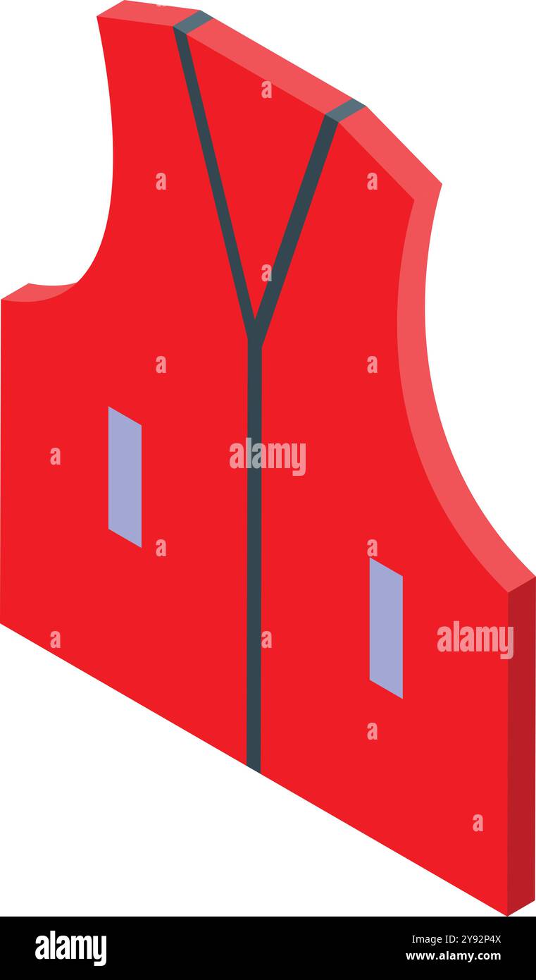 Red life vest isometric icon showing safety and protection for water ...