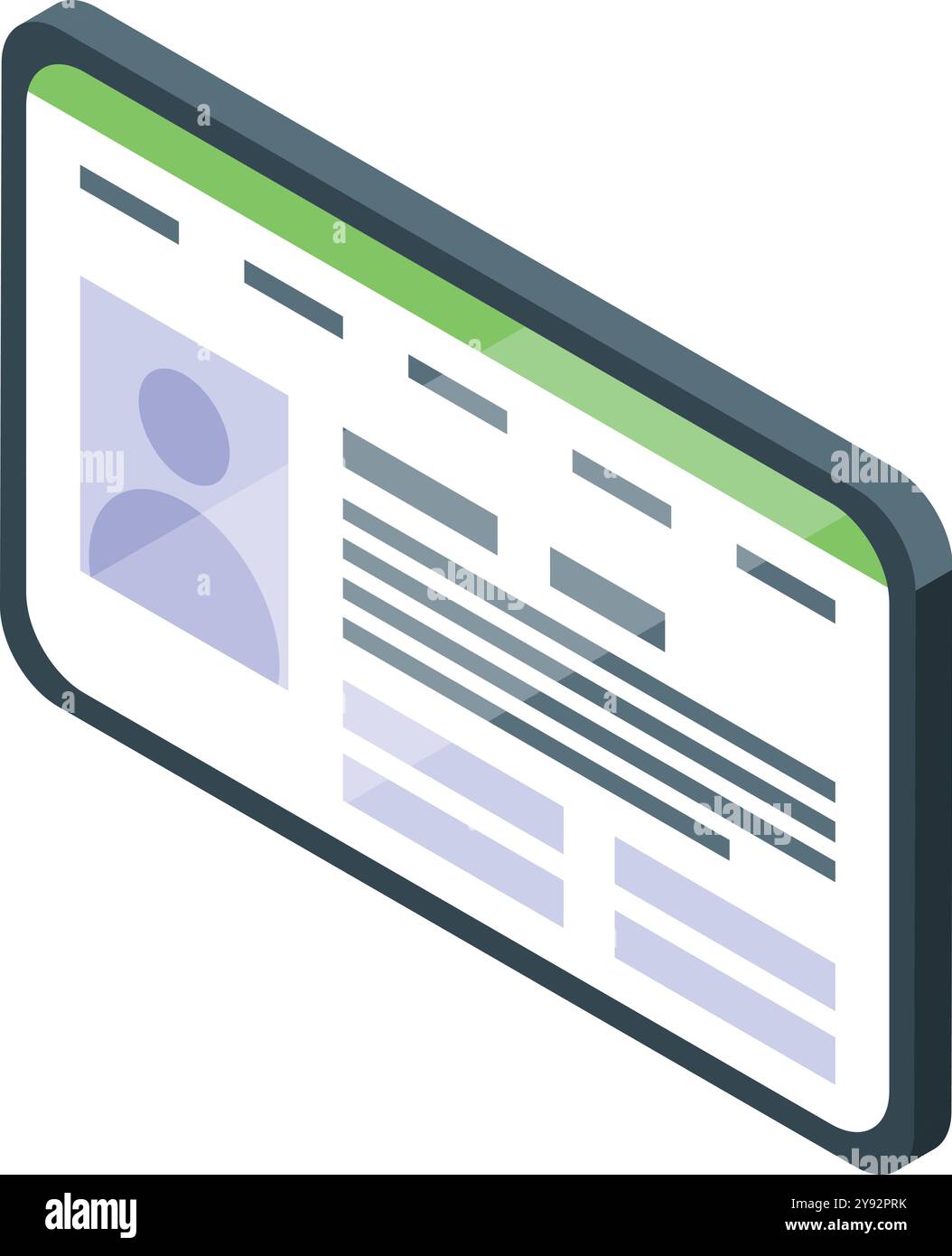 Smartphone showing id card with personal information isometric icon ...