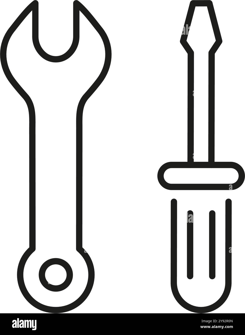 Wrench and Screwdriver Line Icon for Repair Services. Tools Sign for ...