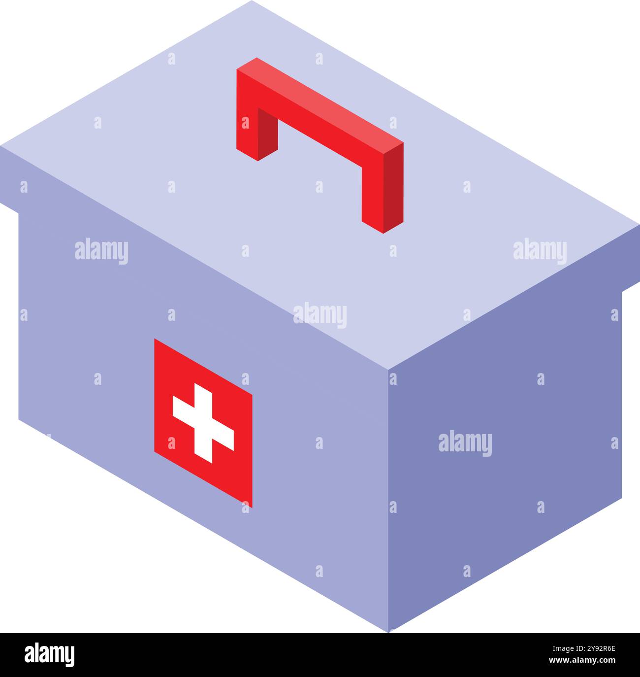 Closed first aid kit with a red handle, showing the medical cross in an ...