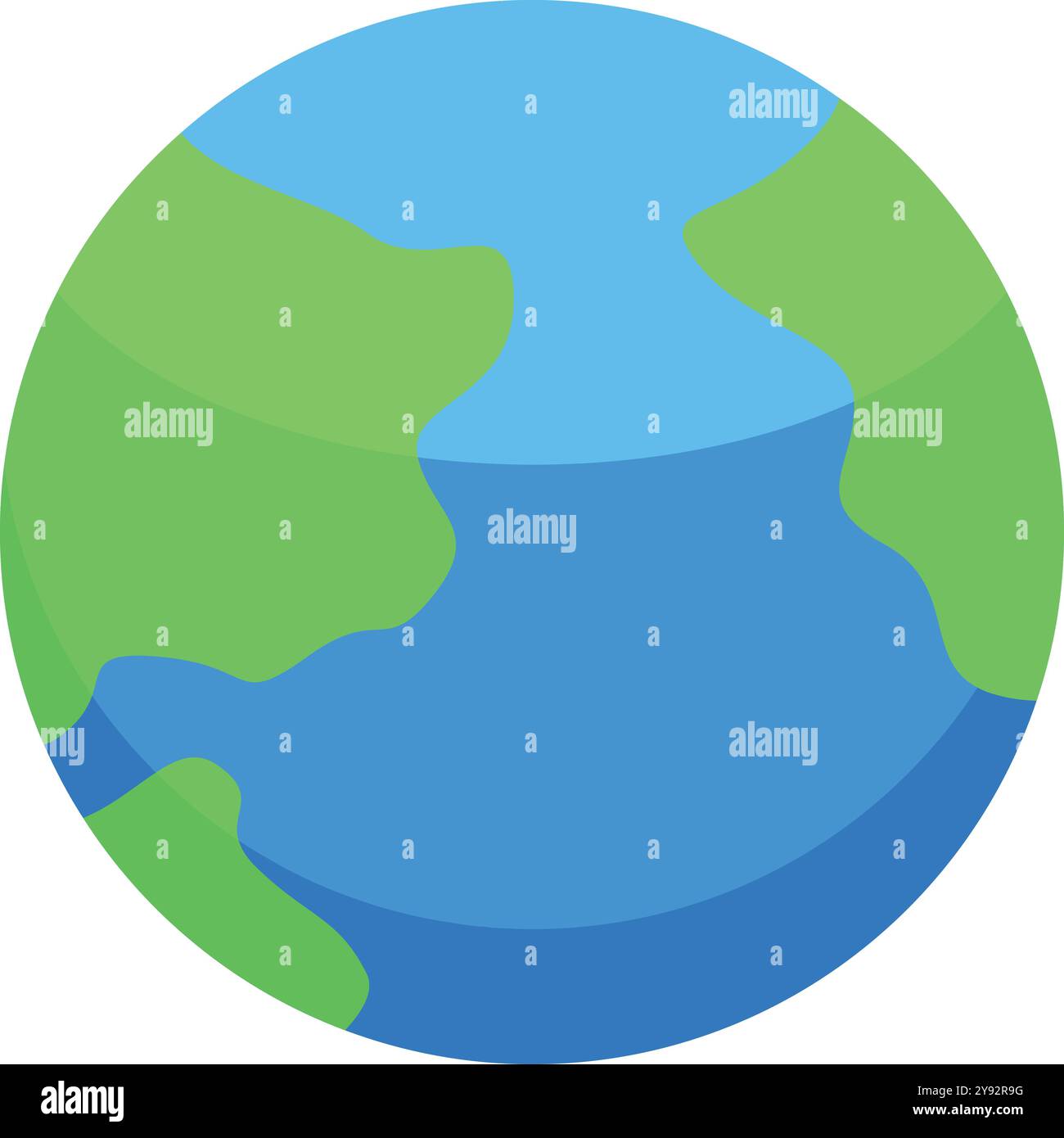 Green and blue earth globe showing oceans and continents, simple ...