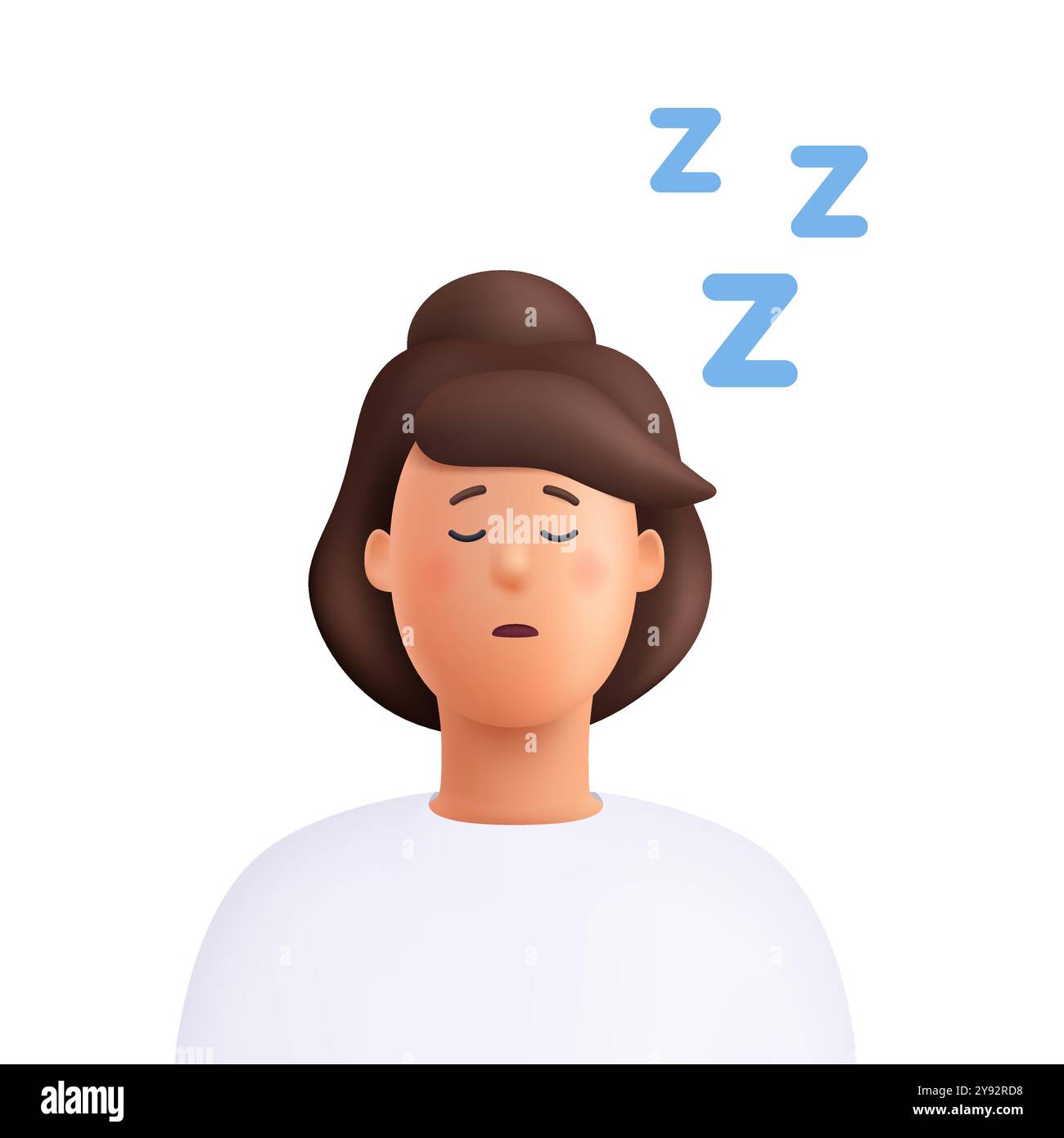 Woman sleeping and snoring with open mouth and with noise sound zzz's ...