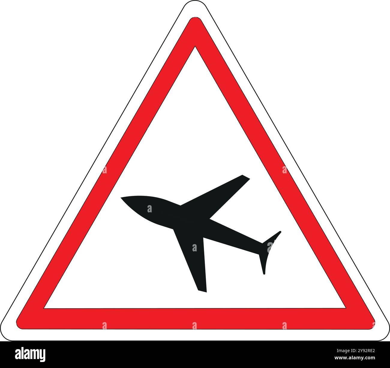 French triangular road sign with red border: Crossing an airfield Stock ...