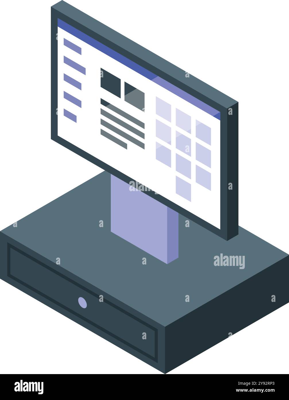 Modern pos terminal with blank screen accepting payment isometric view ...