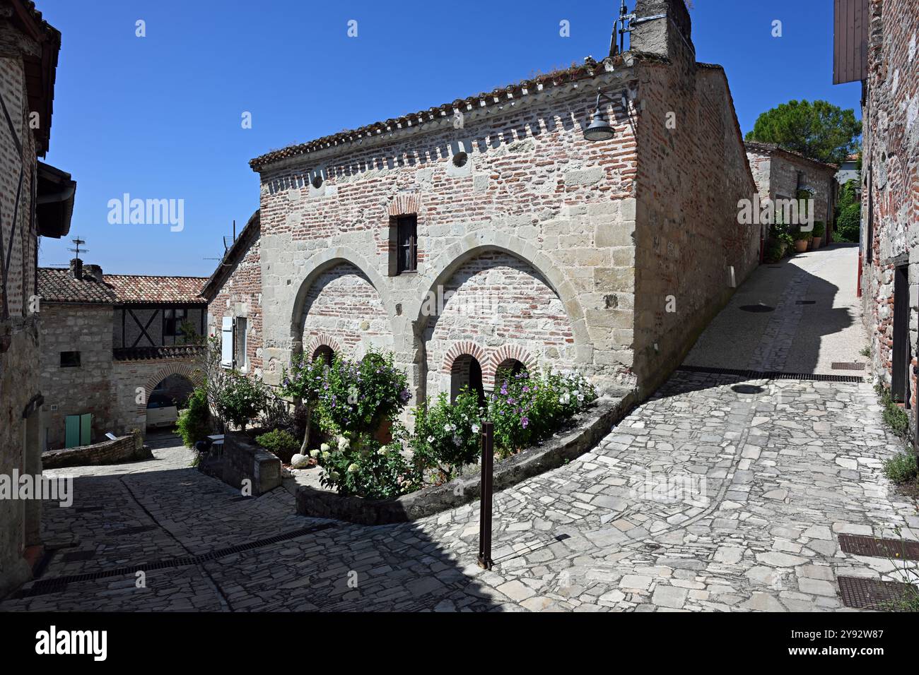 Old stone buildings and cobbled streets in the village of Penne D ...
