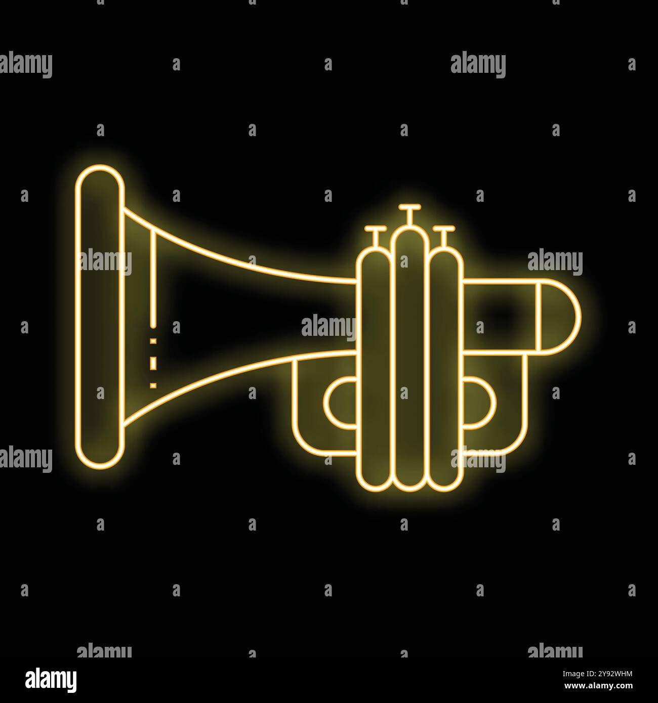 Yellow neon sign trumpet hi-res stock photography and images - Alamy