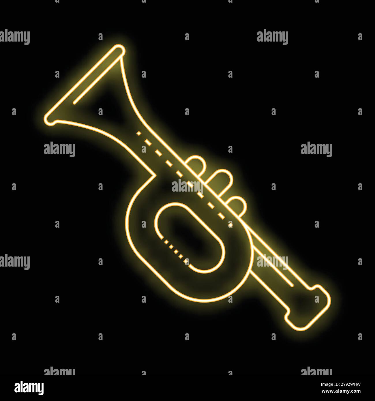 Yellow neon sign trumpet hi-res stock photography and images - Alamy