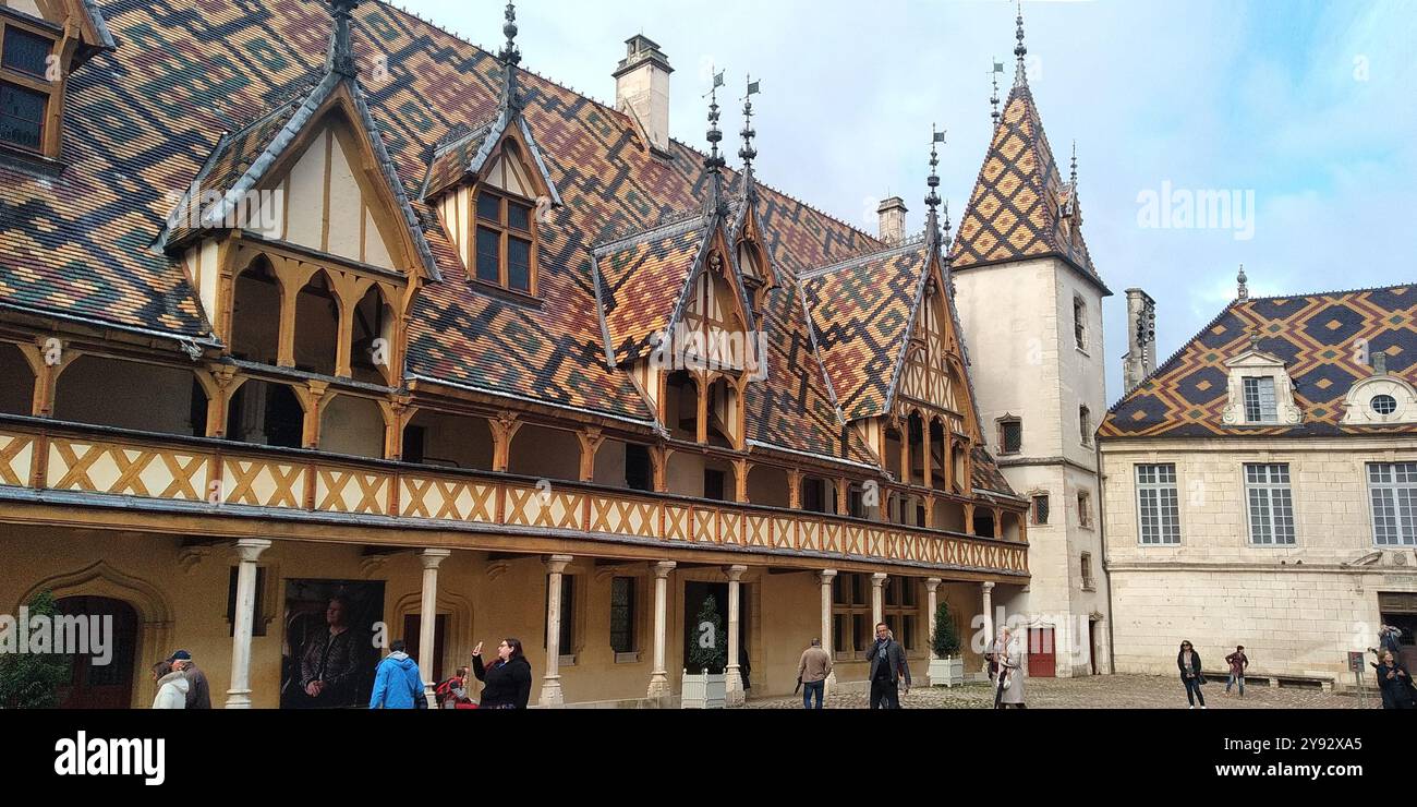 BEAUNE, FRANCE - OCTOBER 31, 2023: The Hotel Dieu is a medieval ...