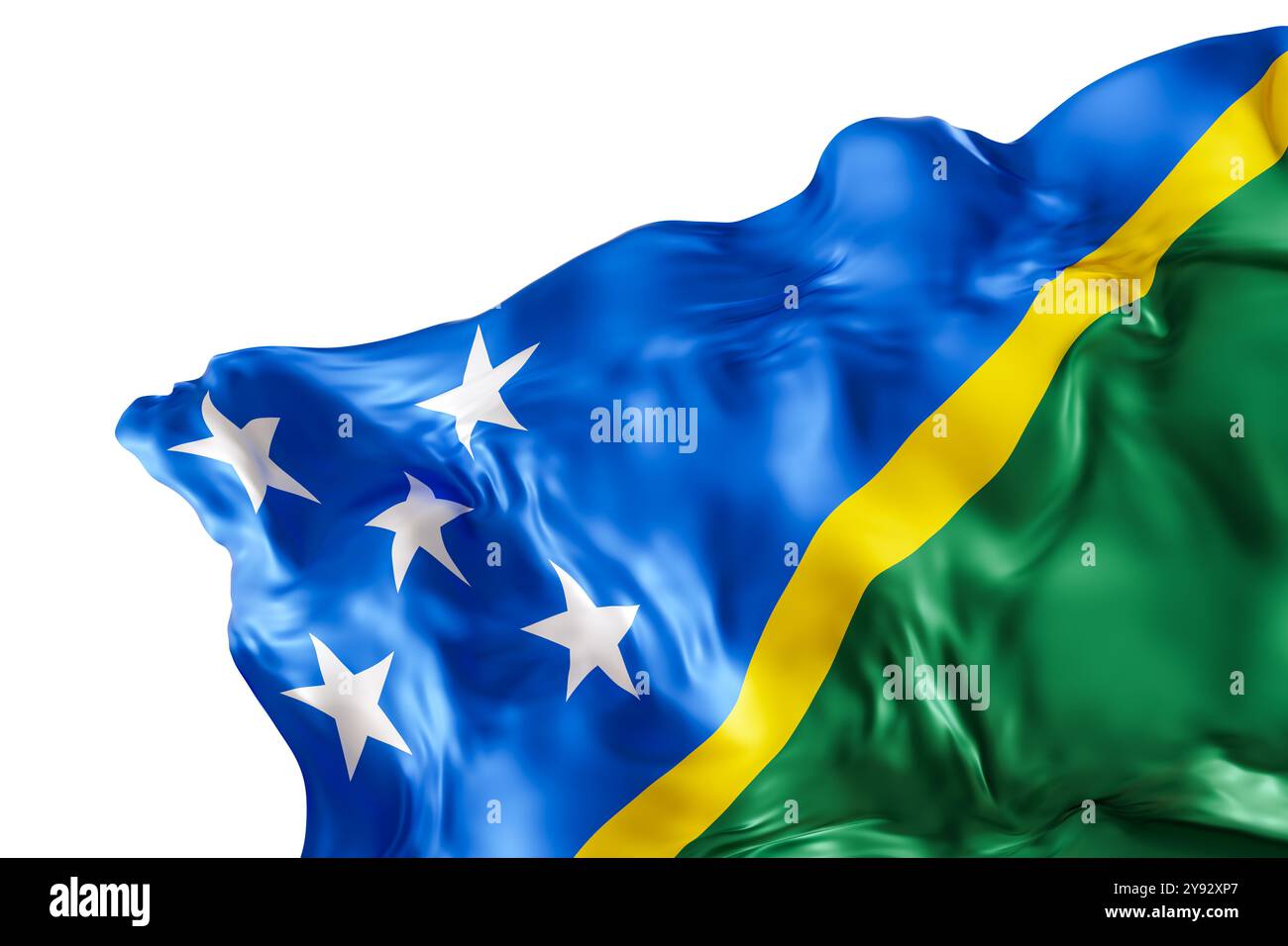 Realistic flag of Solomon Islands with folds, isolated on white ...