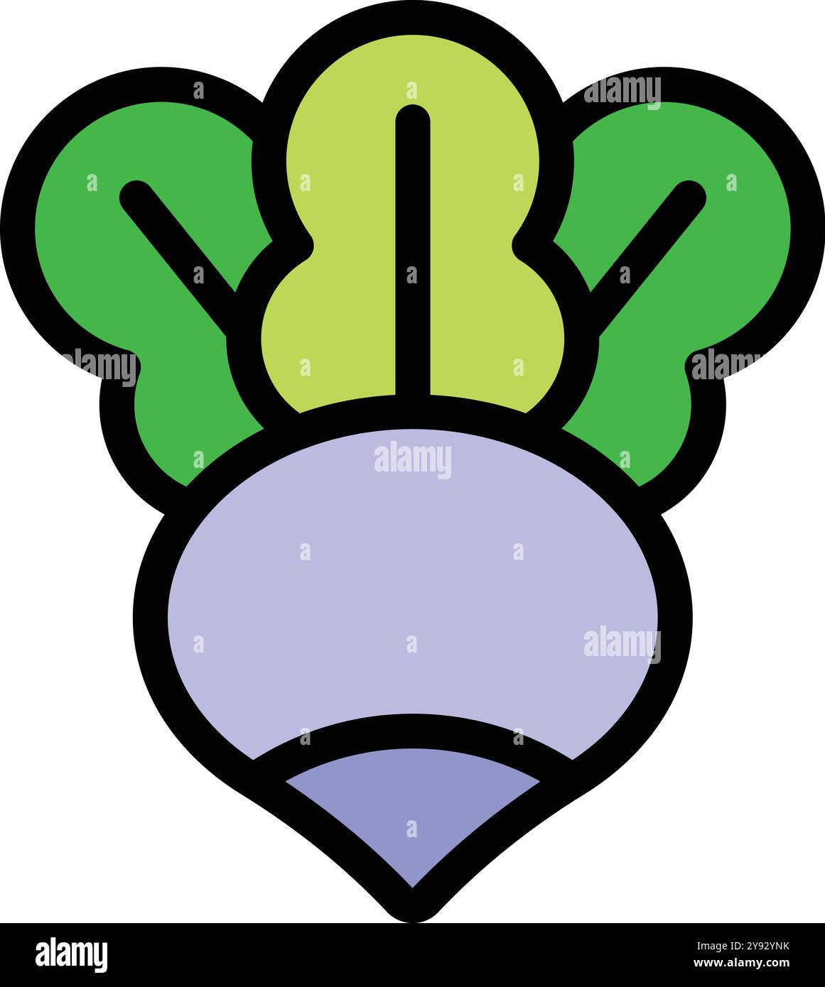 Simple icon of a fresh turnip, with green leaves, ideal for use in ...