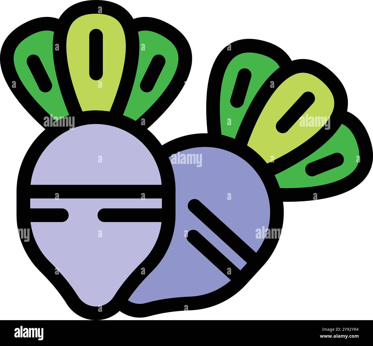 Simple icon of two turnips growing with green leaves Stock Vector Image ...