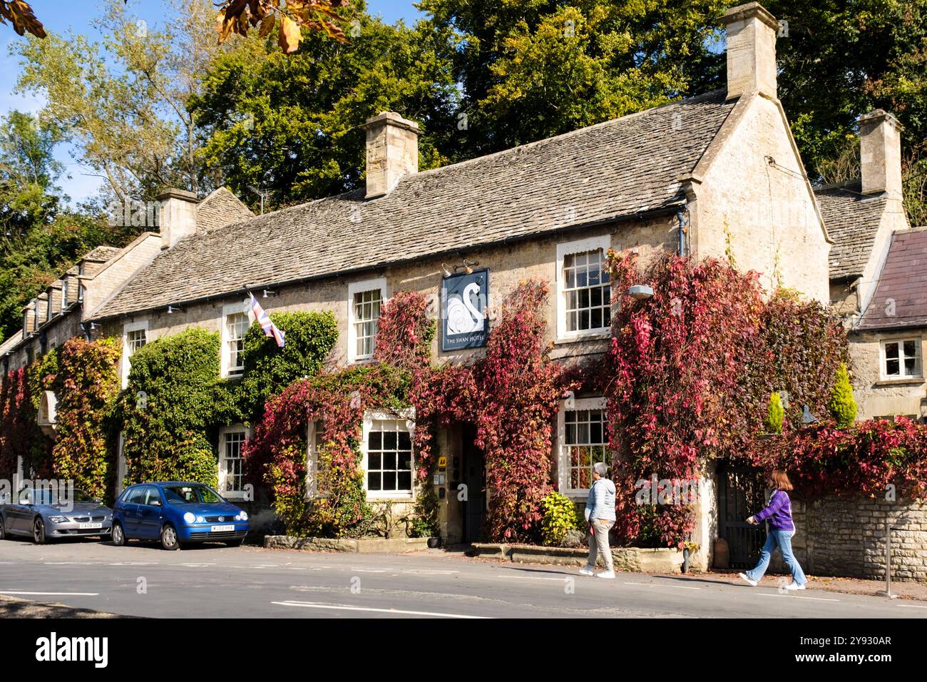 Bibury an attractive small village in the Cotswolds England UK autumn ...