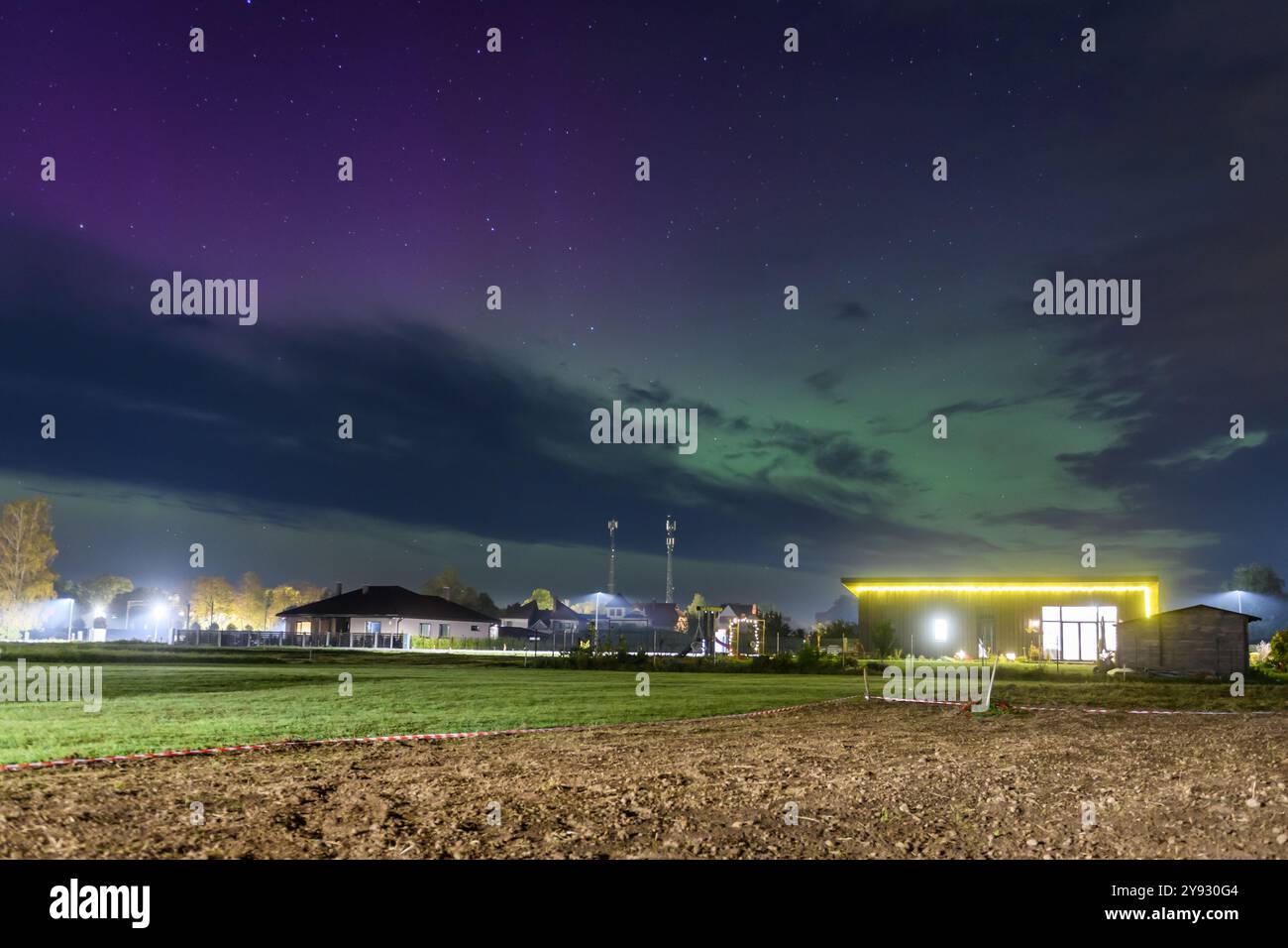 CARNIKAVA, LATVIA. 7th October 2024. Northern lights, aurora borealis ...