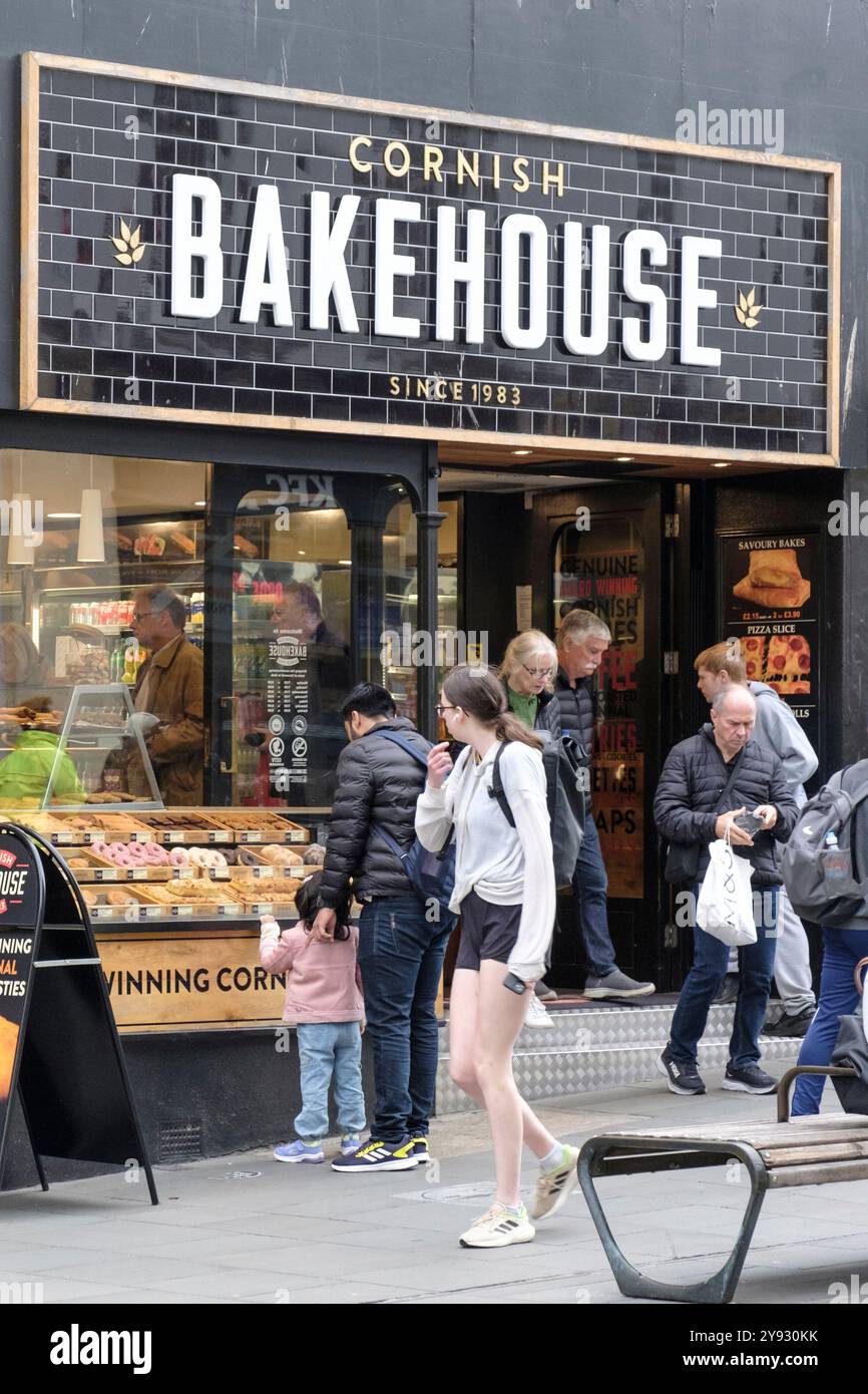 Shop fronts in the City Centre of Bath Somerset UK Cornish Bakehouse ...