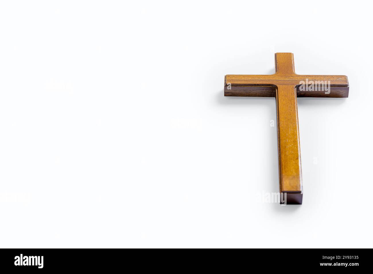 Wooden religion cross isolated over white background. Religious ...