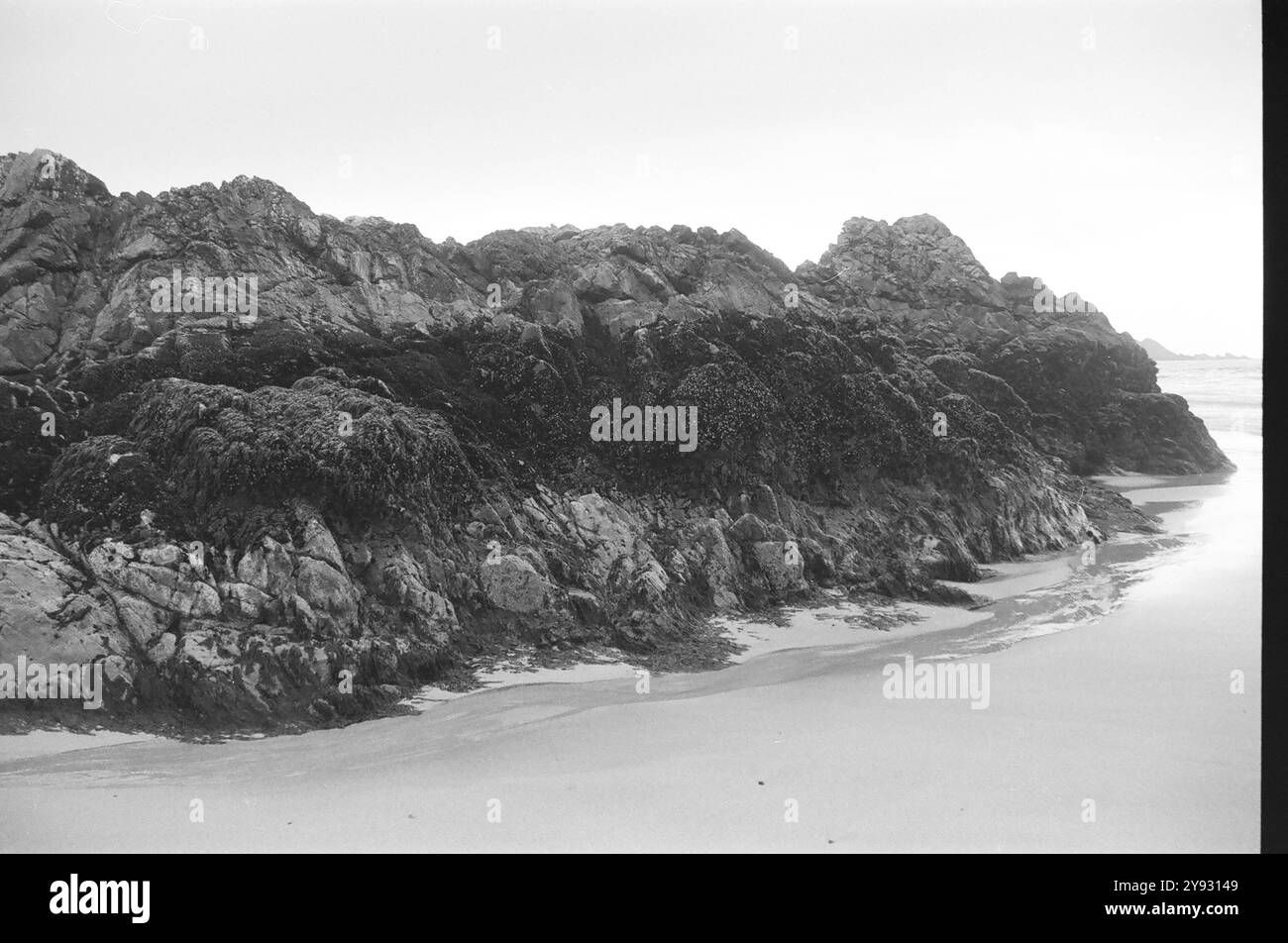 black and white photo of beautiful Scottish beaches with rocks, rocks ...