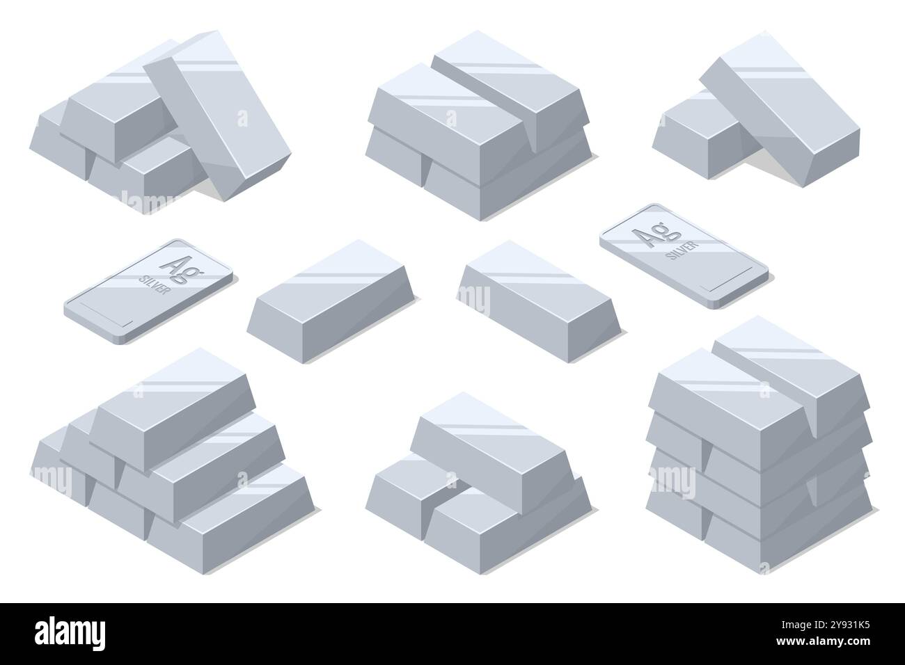 Isometric Silver bars on white background. Investing Banking business ...