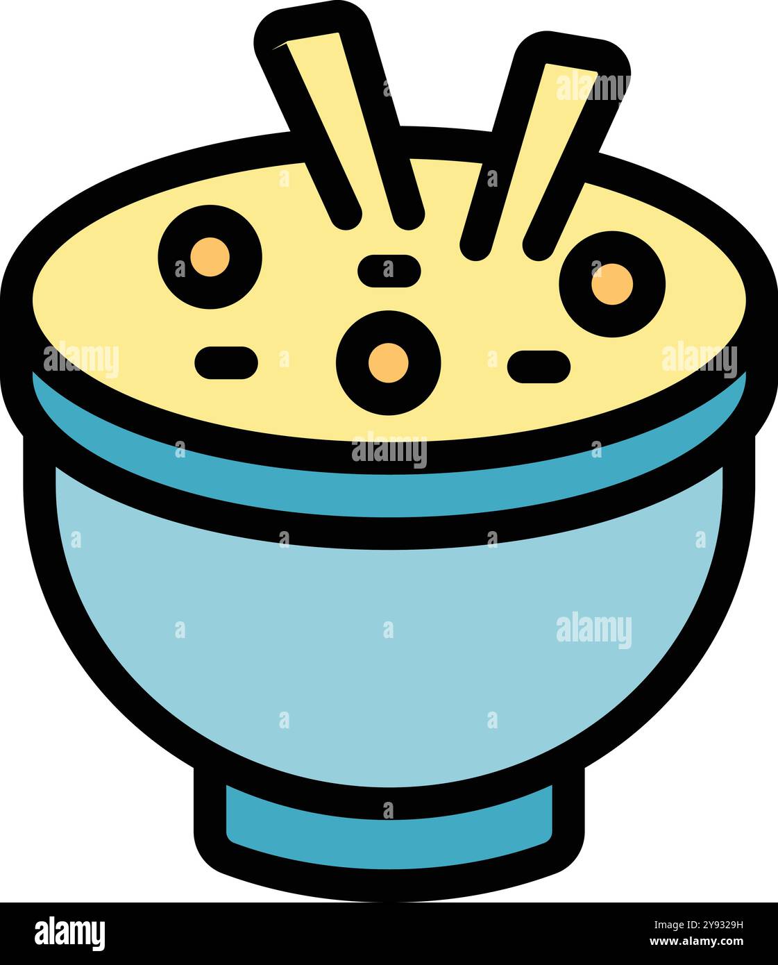 Simple cartoon style vector illustration featuring a steaming bowl of ...