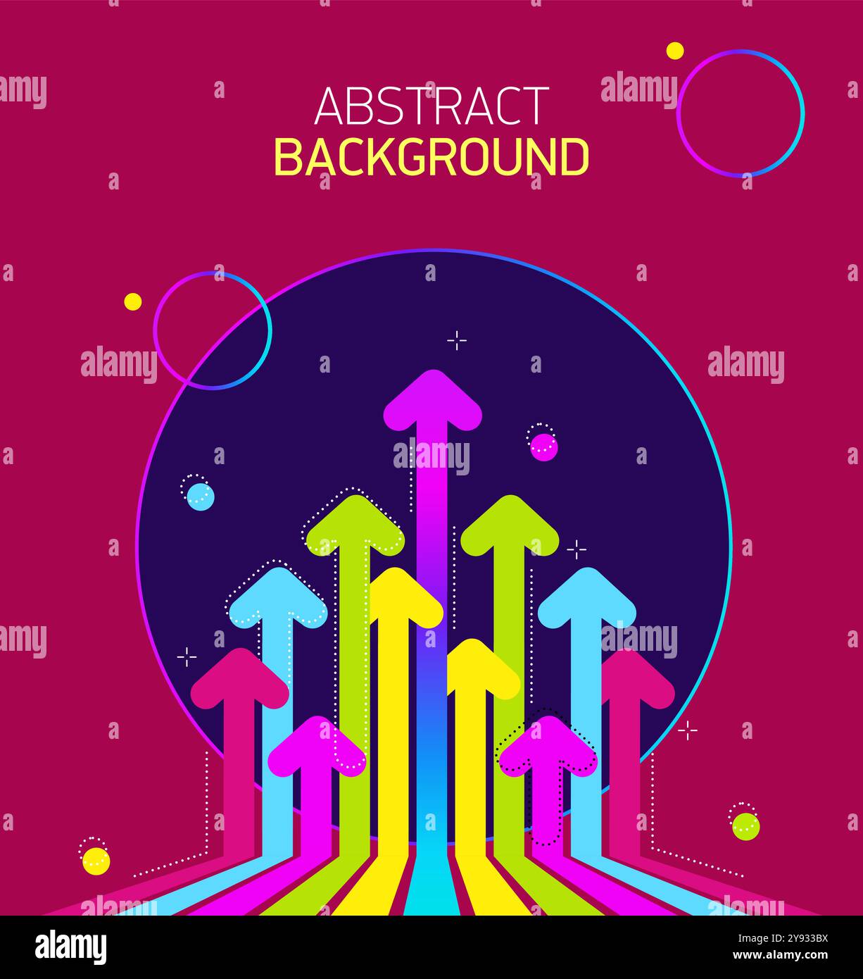 Abstract financial background with rainbow arrows. Concept of moving forward and success Stock ...