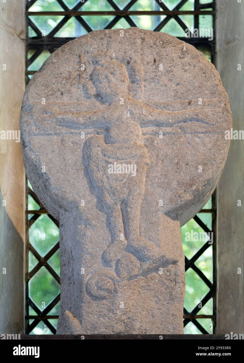 Carved stone Saxon depiction of Crucifixion Christ on Cross, church of ...