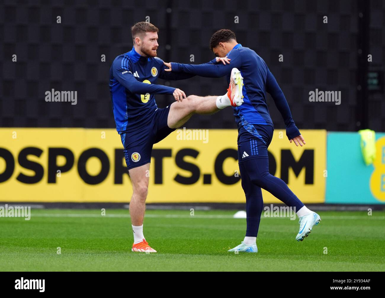Scotland's Anthony Ralston and Ché Adams during a training session at ...