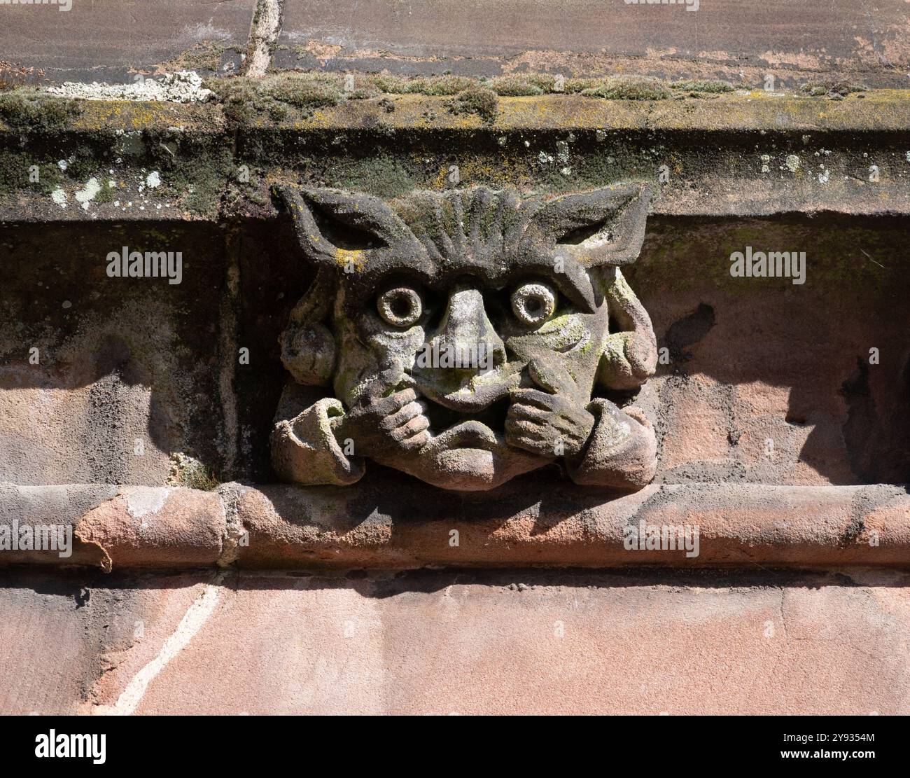 Stone carving on the Old Cathedral, Coventry, West Midlands, England ...